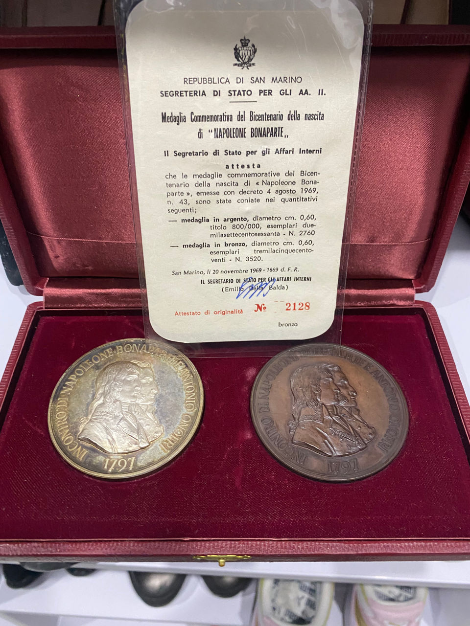 Moneda Argint + Moneda Bronz , 100 gr moneda argint proba 800