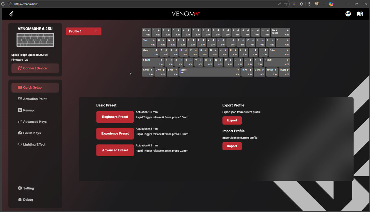 Venom 60HE custom keyboard
