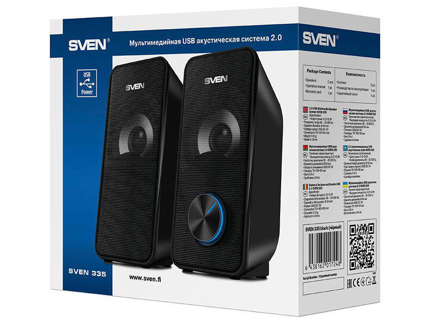 Speakers Sven "335" Black, 6W, Usb Power / Dc 5V