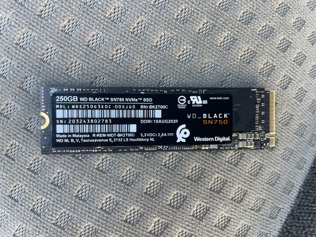 Wd black sn750 NVMe 250 Gb