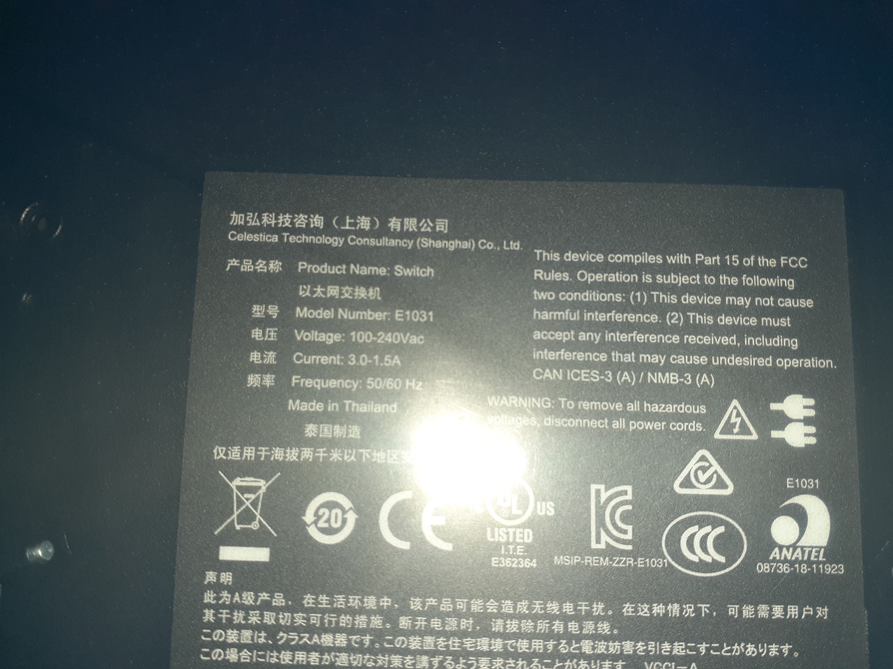 Switch CELESTICA E1031