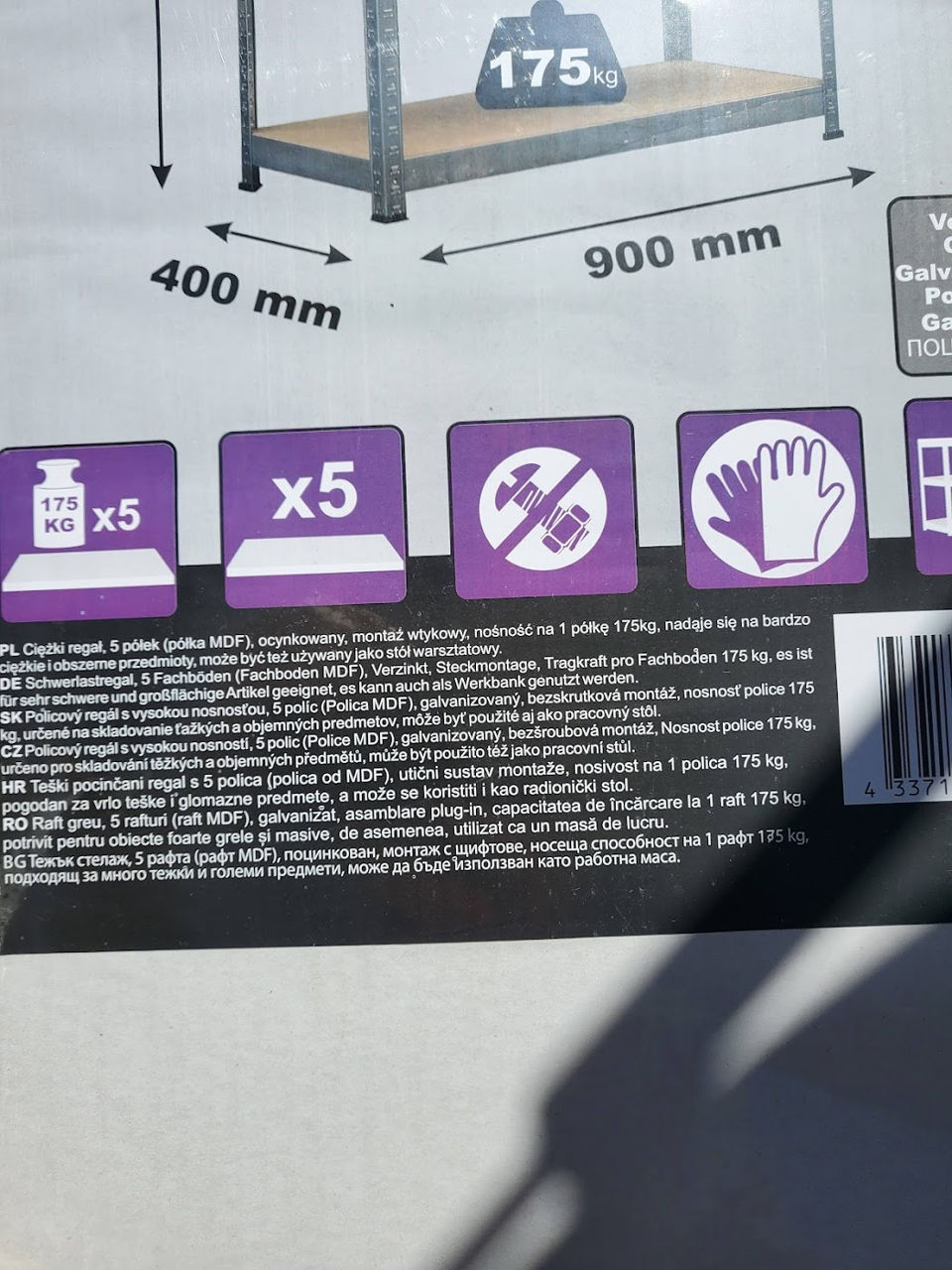 Новый stelaj / стеллаж разборный 180х90х40см, 5 полок по 175кг ...