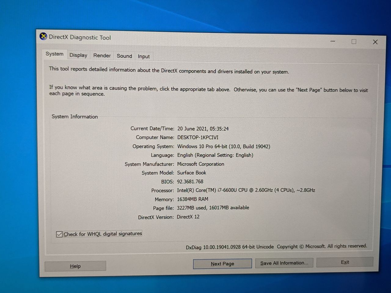 Microsoft Surface Book Model 1703/ 13.5" Core i7 500GB Plantina