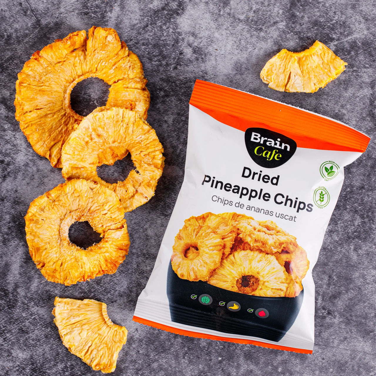 Chips de ananas uscat, masa 50 g