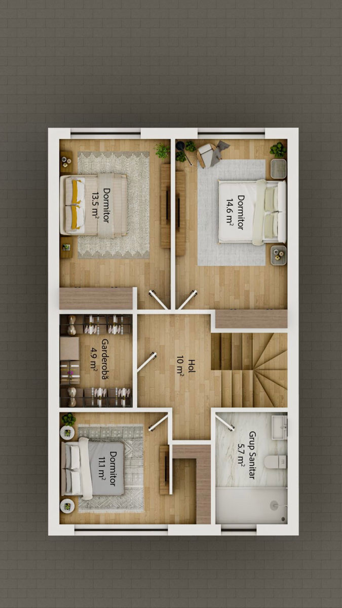 Townhouse în 2 etaje , 125m2