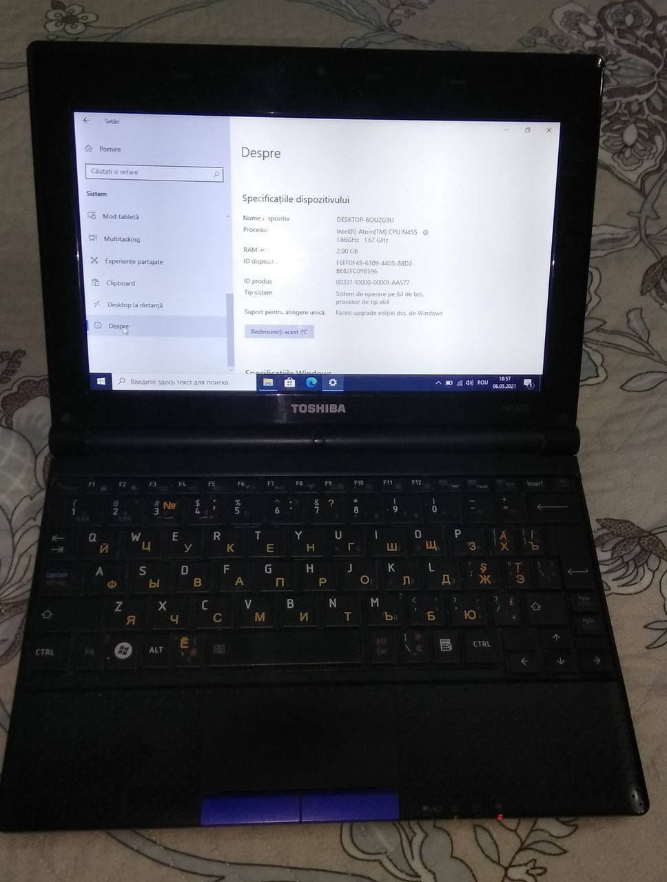 Notebook Toshiba NB500-10F