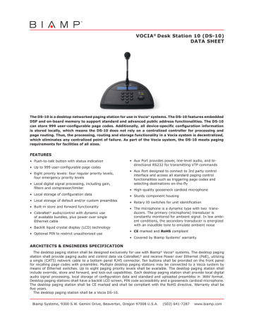 Vocia model:Vocia DS-10 biamp systems