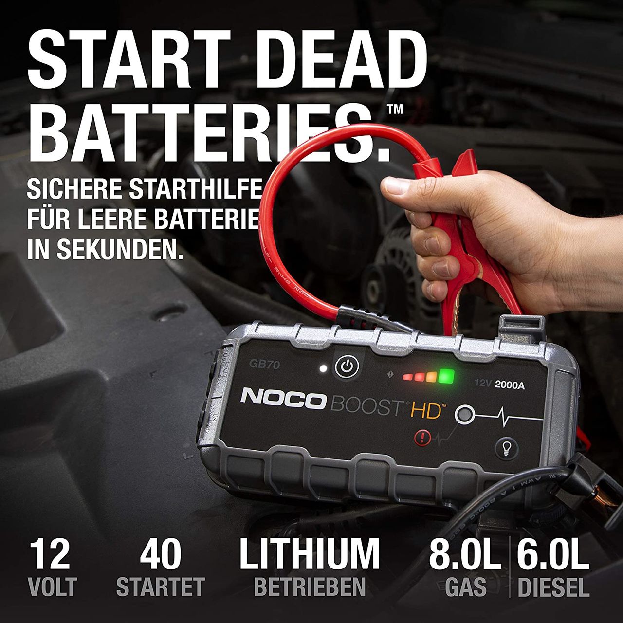 Jump starter Noco Boost Pro GB150 3000 Amp 12V 9L benzina, 7L motorina ...