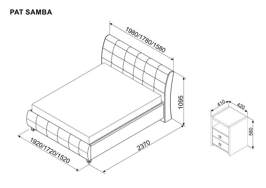 Dormitor Ambianta Samba 1.4m gri, Modern