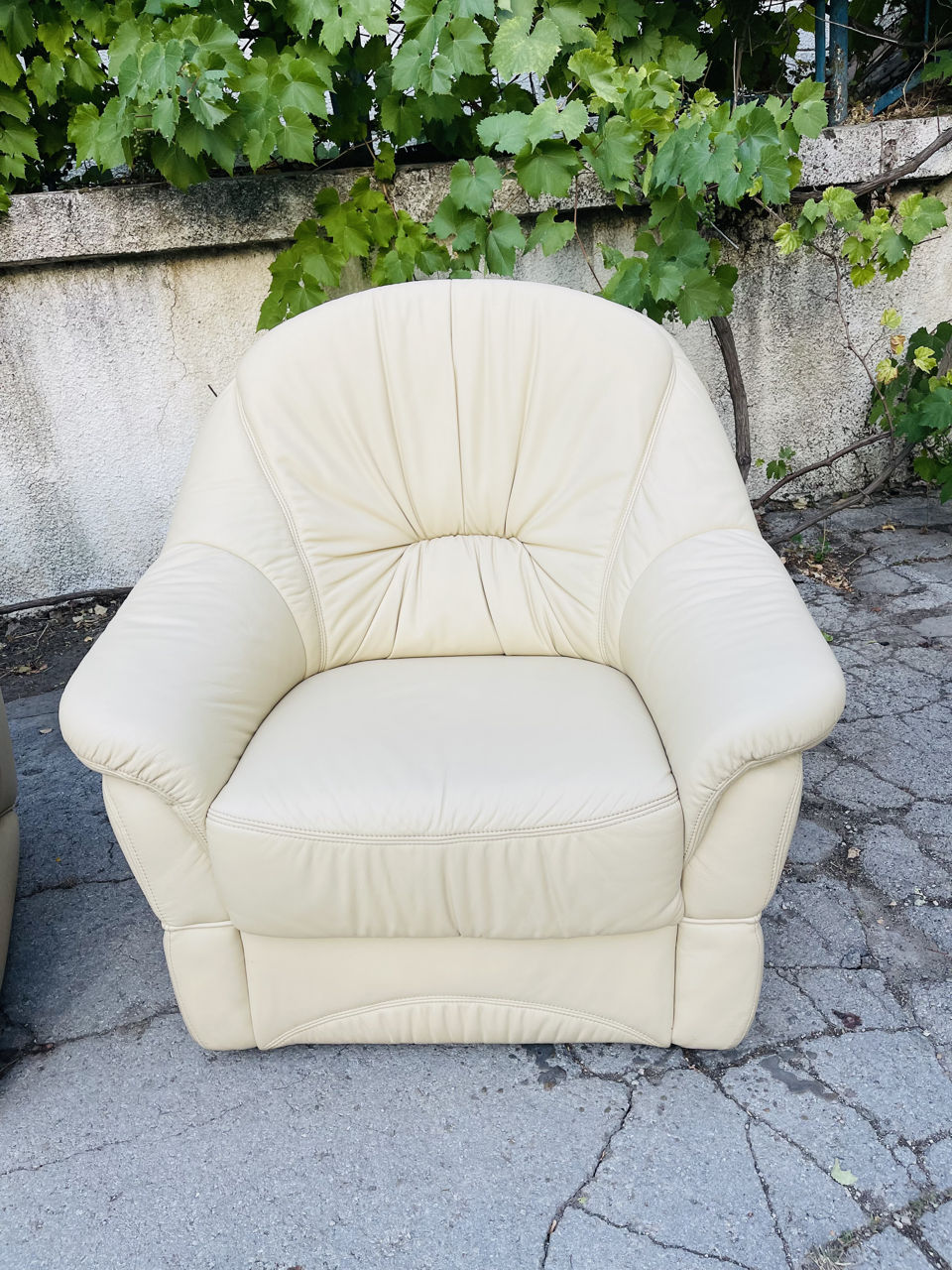 Диван и 2 кресла из натуральной кожи