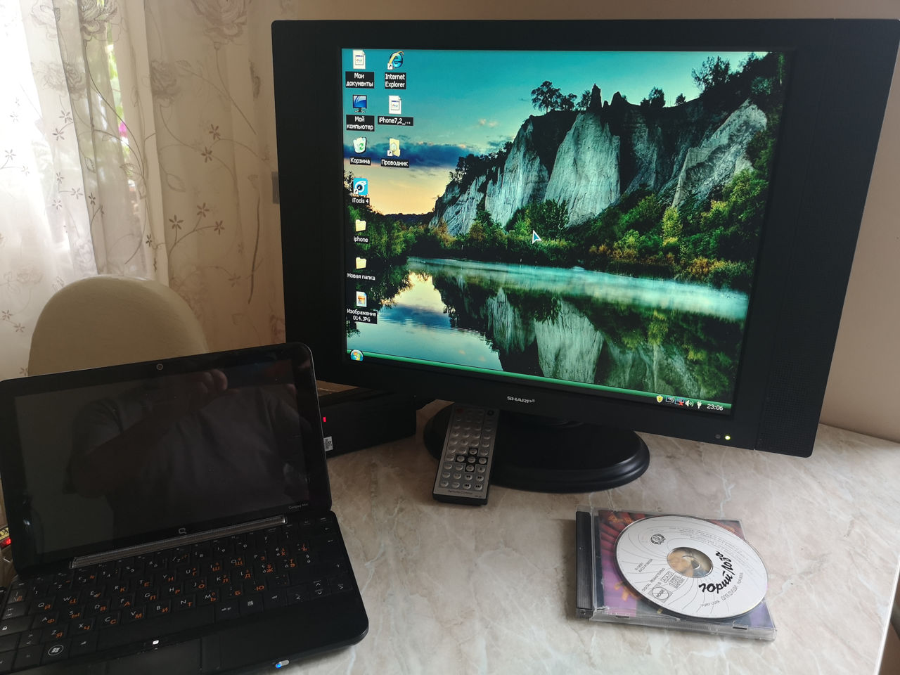 Телевизор,монитор,двд плеер,пульт все в одном-sharp sh-1260d 19"tft ...