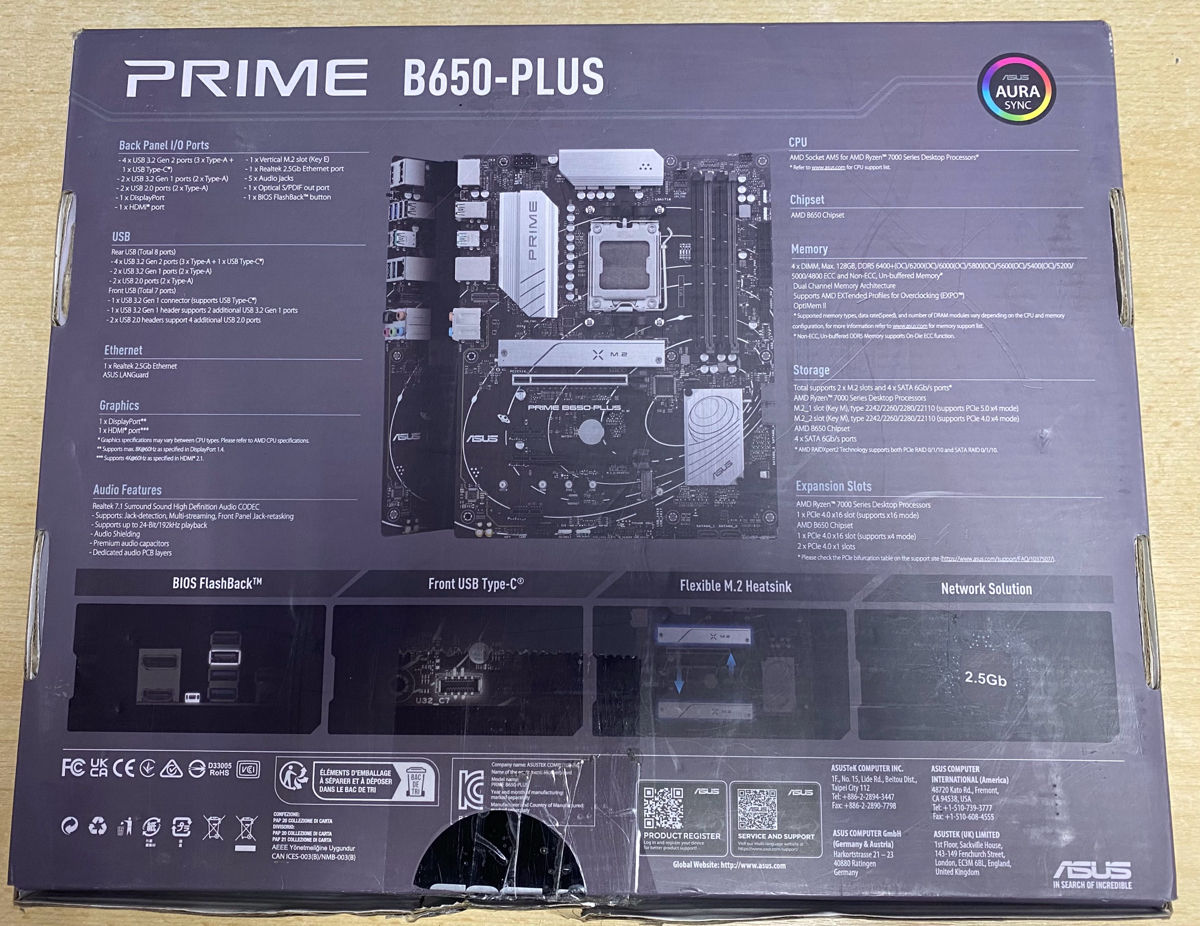 Asus Prime B650-PLUS AM5 DDR5 2.5 Gigabit Ethernet PCIe 5.0 ATX,Garantie