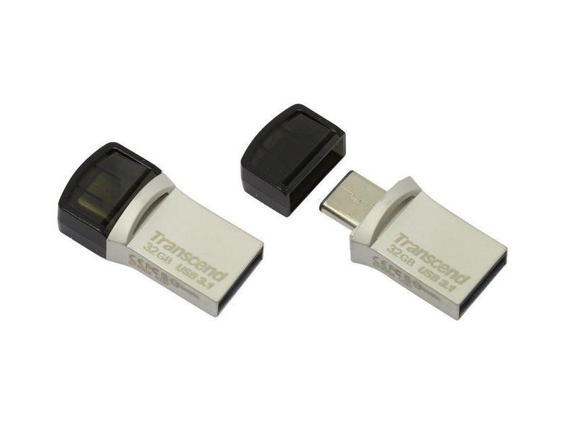 32Gb Usb3.1/Type-C Flash Drive Transcend "Jetflash 890", Silver, Metal ...