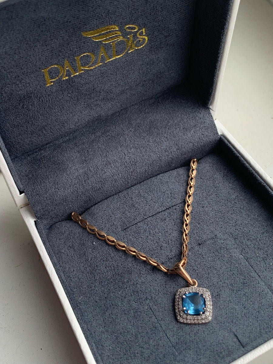 Vand colier de aur cu piatra topaz