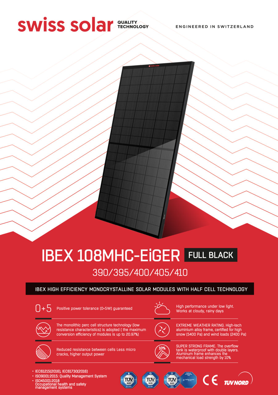 Swiss Solar IBEX 108MHC FULL BLACK 400w