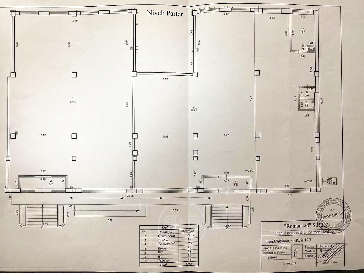 Oferta! spațiu comercial 545 m2 prima linie - parter