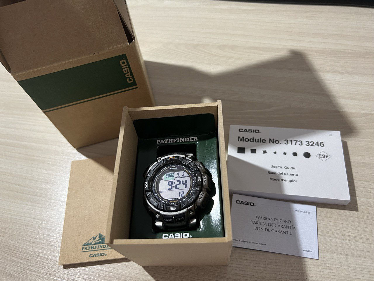 Casio Men's PAG240T-7CR Pathfinder Triple-Sensor Stainless Steel Watch ...