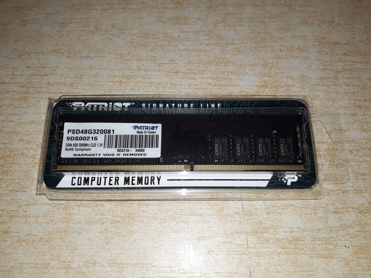 Новая PATRIOT 8Gb DDR4 3200MHz для ПК