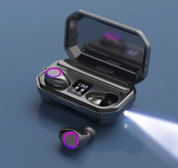 Căști TWS M12 cu power bank și lanternă led