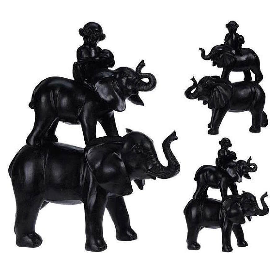 Decor H&S 42484 Statueta Doi elefanti si maimuta 36X32cm, ceramica ...
