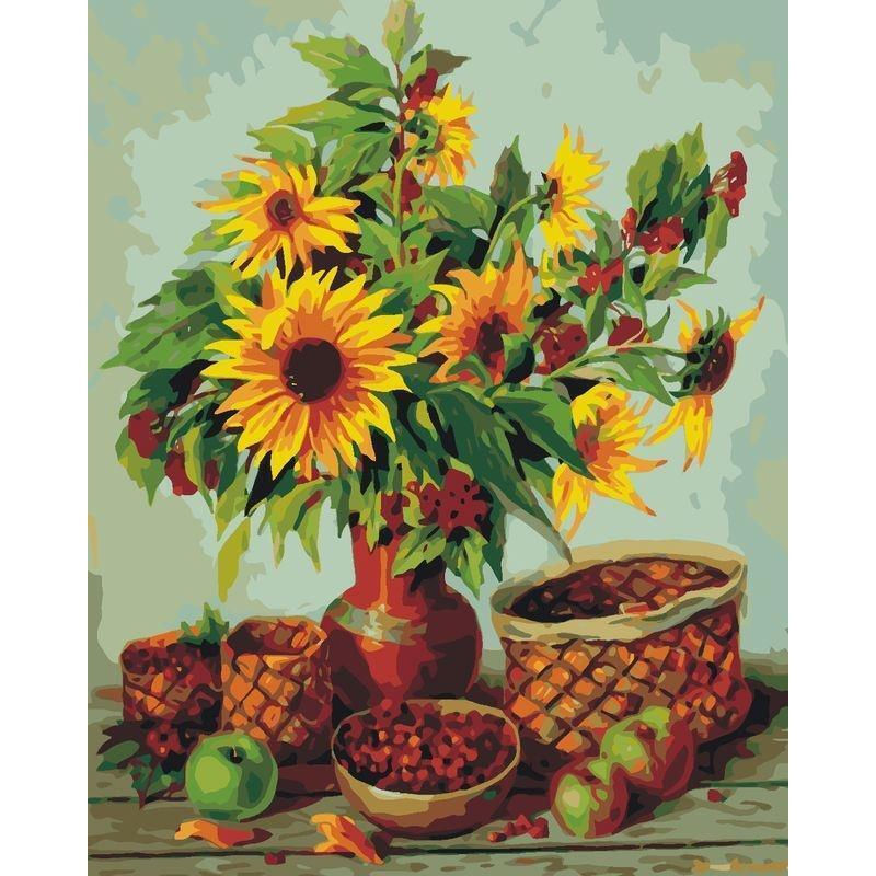 Tablou pe numere Richi R10A/30 (07398) Mozaic cu diamante Floarea soarelui și merisoarele 40x50 ...