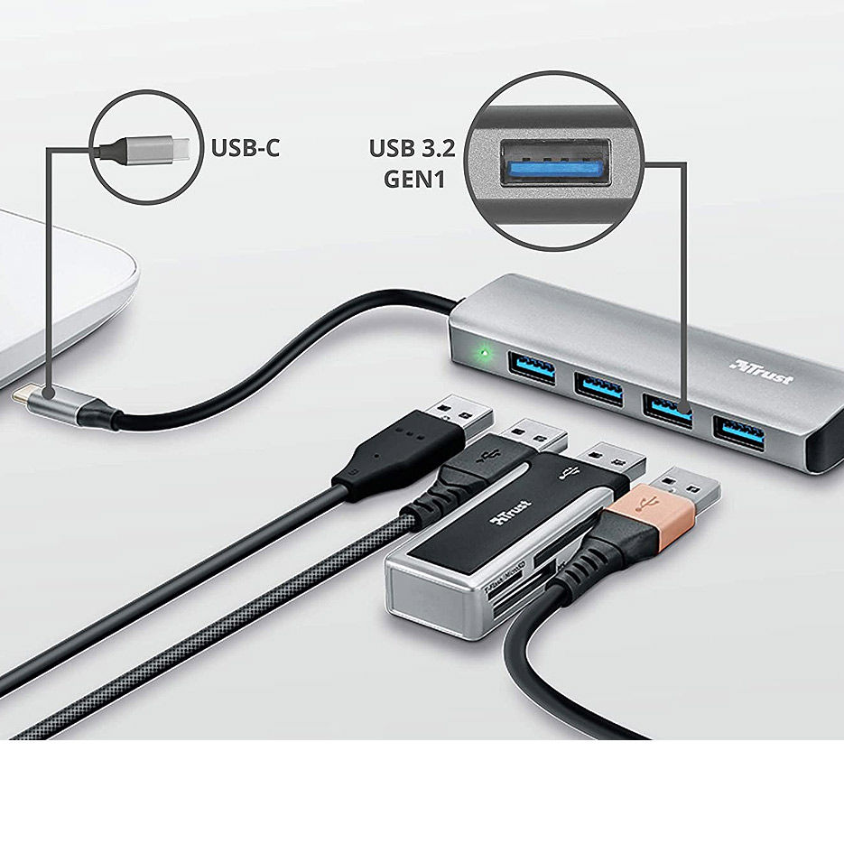Adaptor multiport Trust HALYX 4-PORT USB3.2 HUB