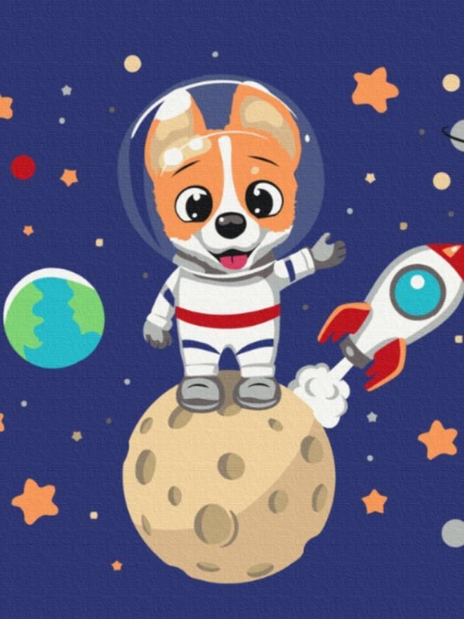 Tablou pe numere BrushMe KBS0099FC 30*40 сm (fără cutie) Corgi în spațiu cumpăra la preț mic în ...