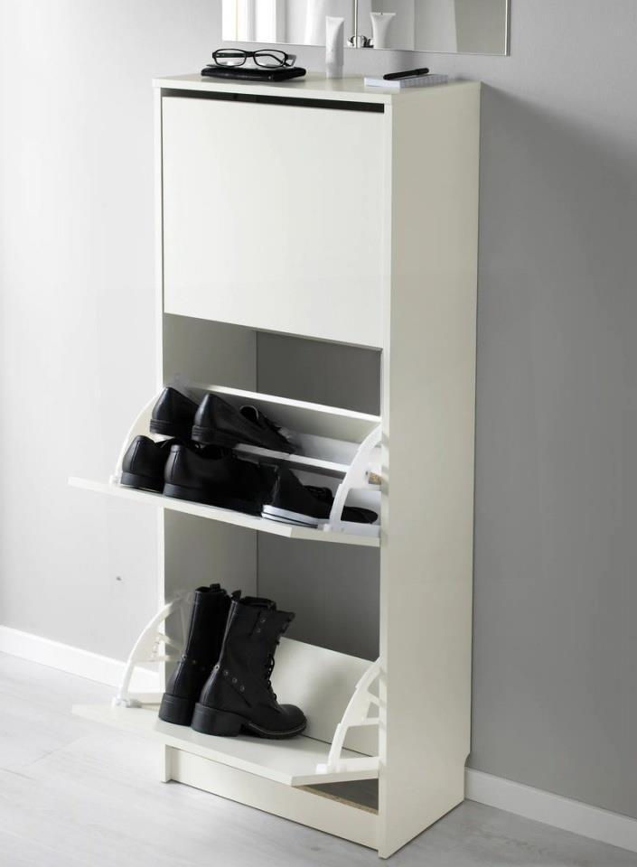 Raft pentru încălțăminte Ikea Bissa 3 compartimente 49x135 (Alb ...