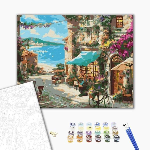 Tablou pe numere BrushMe BS31563 (în cutie) Strada orașului de pe litoral cumpăra la preț mic în ...