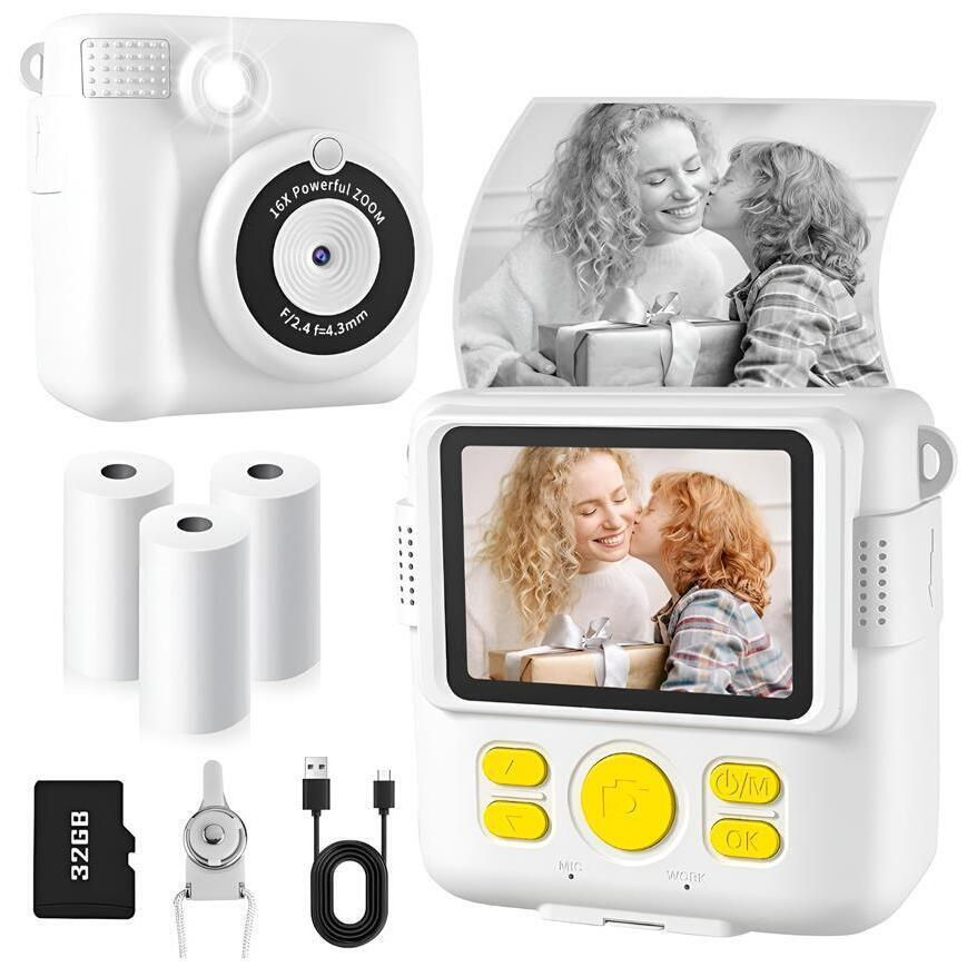 Aparat foto instant Helmet InstaCam Cow 32G 3 Roll Paper, Black/White ...