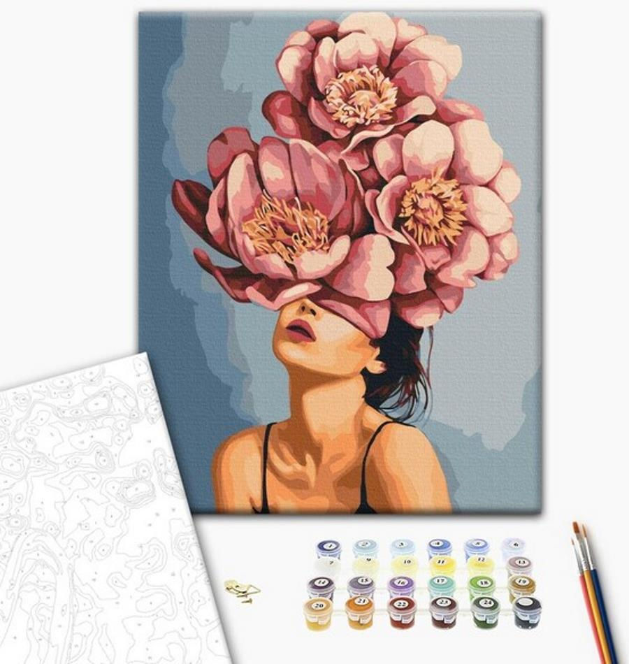 Tablou pe numere BrushMe BS51368 50x40 cm (în cutie) Fata în flori de bujor cumpăra la preț mic ...