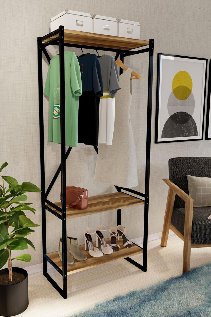 Cuier pentru haine Fabulous Metal Coat Stand Walnut/Black cumpăra la ...