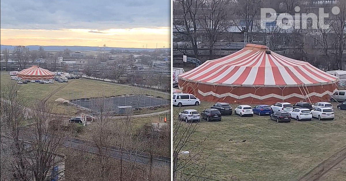 Vizitatorii unui cort de circ din Chișinău au distrus gazonul de pe un ...