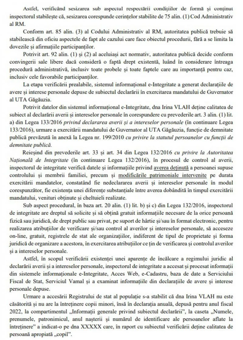 Garderoba Irinei Vlah: ANI a emis act de refuz pe controlul averii