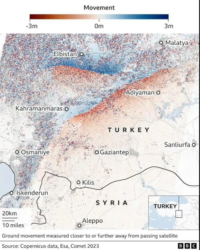 Liniile de falie ale cutremurelor din Turcia, cartografiate din spațiu